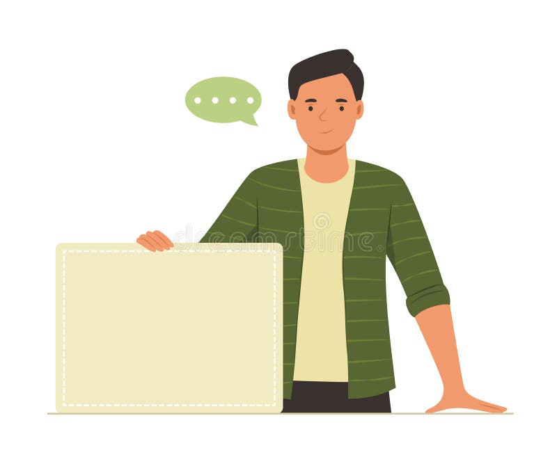 Young Man Holding Blank Notice Board with Copy Space Stock Vector ...