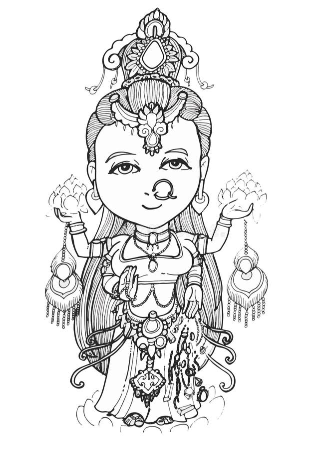 PrintGod Lakshmi, the Indian God Illustrated by ArtByUncle 3. Stock ...
