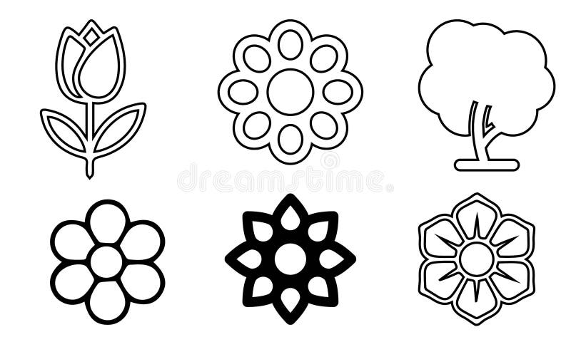 Flower Icons Vector Collection, Illustration Logo Template in Trendy ...