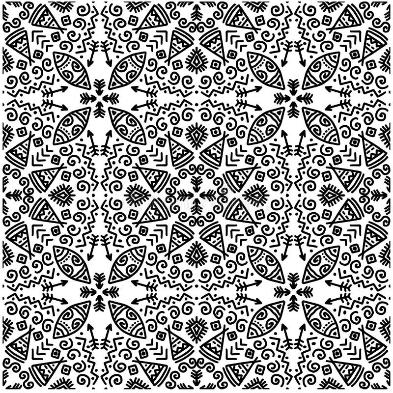 Line Art Seamless Pattern Ethnic Aztec Mandala Stock Illustration ...