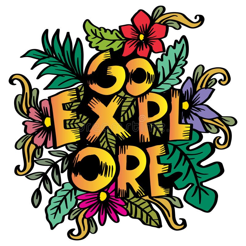 Explore Word. Black Modern Typography. Lettering Phrase. Vector ...