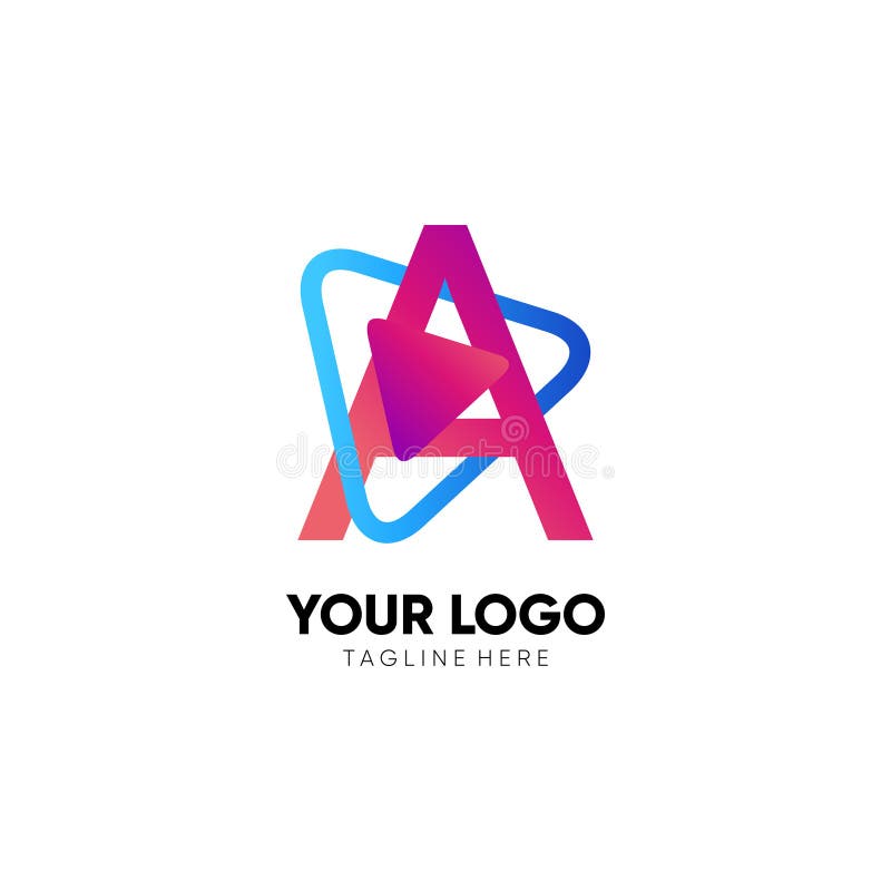 Letter a Initial Play Logo Design Vector Icon Graphic Emblem ...