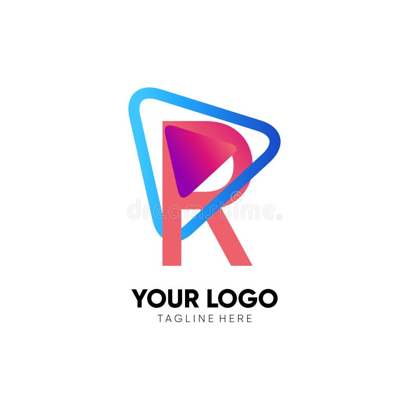 Letter R Initial Play Logo Design Vector Icon Graphic Emblem ...