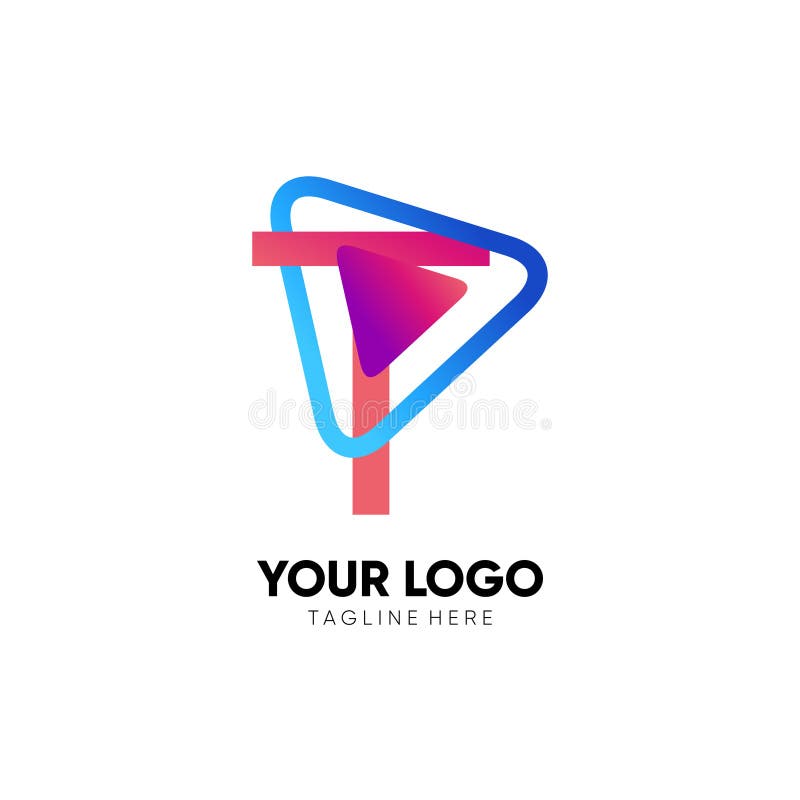 Letter T Initial Play Logo Design Vector Icon Graphic Emblem ...