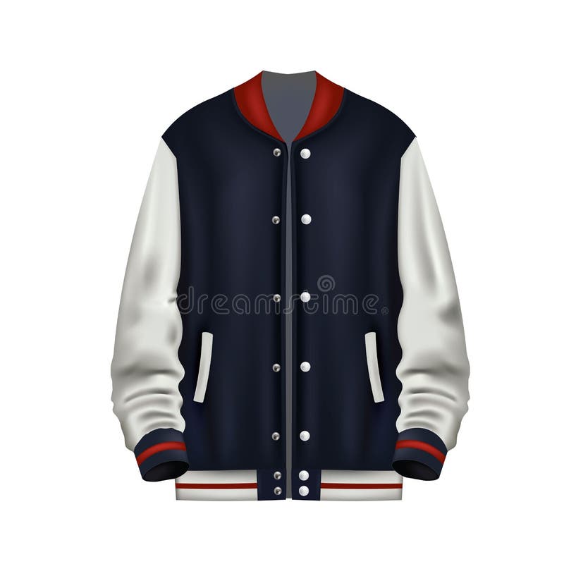 Realistic White and Blue Baseball Jacket Stock Vector - Illustration of ...