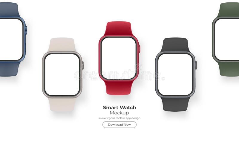 Set of Modern Smart Watches with Blank Screens, Isolated on White ...