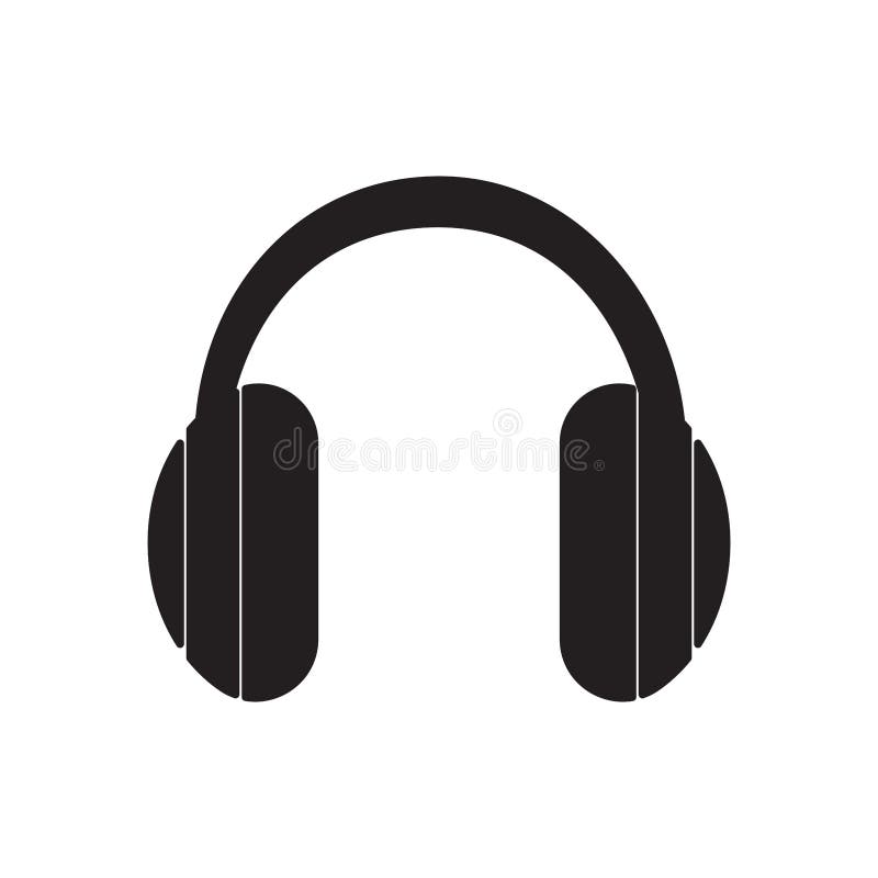Flat black headphone stock vector. Illustration of disc - 261240084