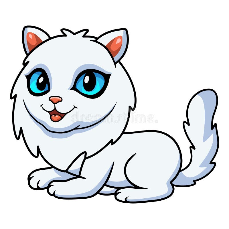 Cute Persian Cat Cartoon Sitting Stock Vector - Illustration of little ...