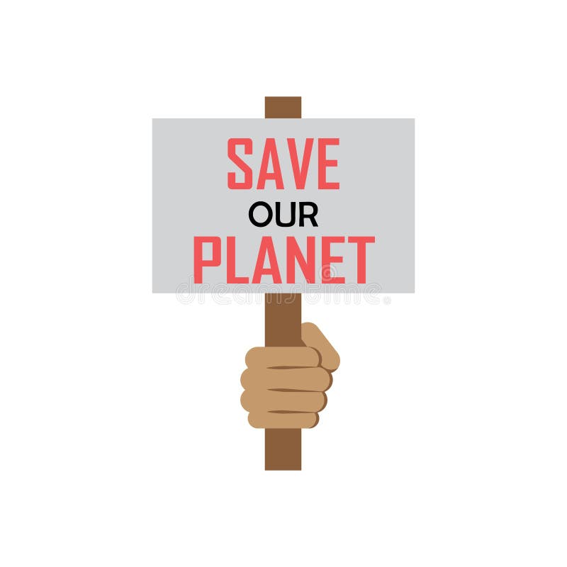 Cartoon Save Our Planet Campaign Stock Vector - Illustration of ...