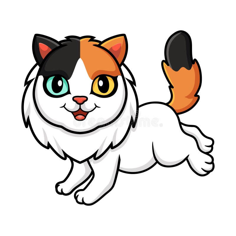 Cute Turkish Van Cat Cartoon Stock Vector - Illustration of little ...