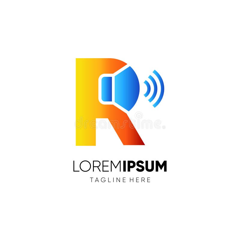 Letter R Speaker Logo Design Vector Icon Graphic Emblem Illustration ...