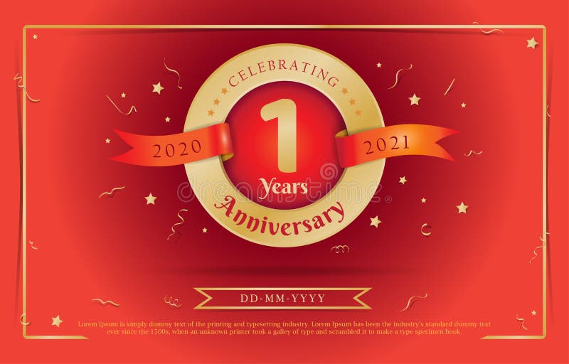 1st Anniversary Celebration. 1st Year Celebration Logo with Confetti in ...