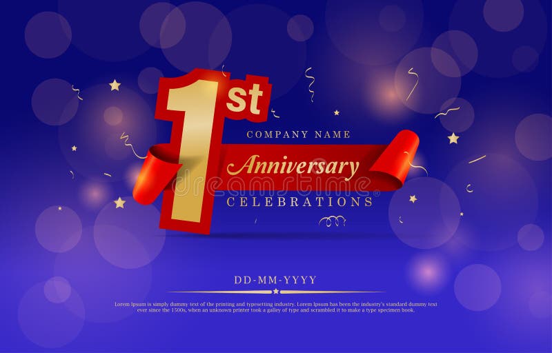 1st Anniversary Celebration. 1st Year Celebration Logo with Confetti in ...