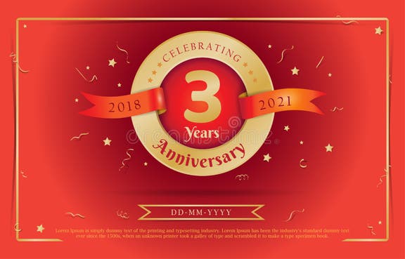3th Anniversary Celebration. Celebrating 3 Years Logo with Confetti in ...
