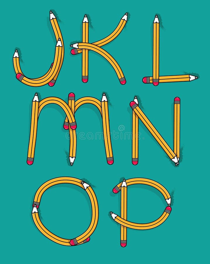 Pencil Letters Alphabet Vector Font Words Stock Vector - Illustration ...
