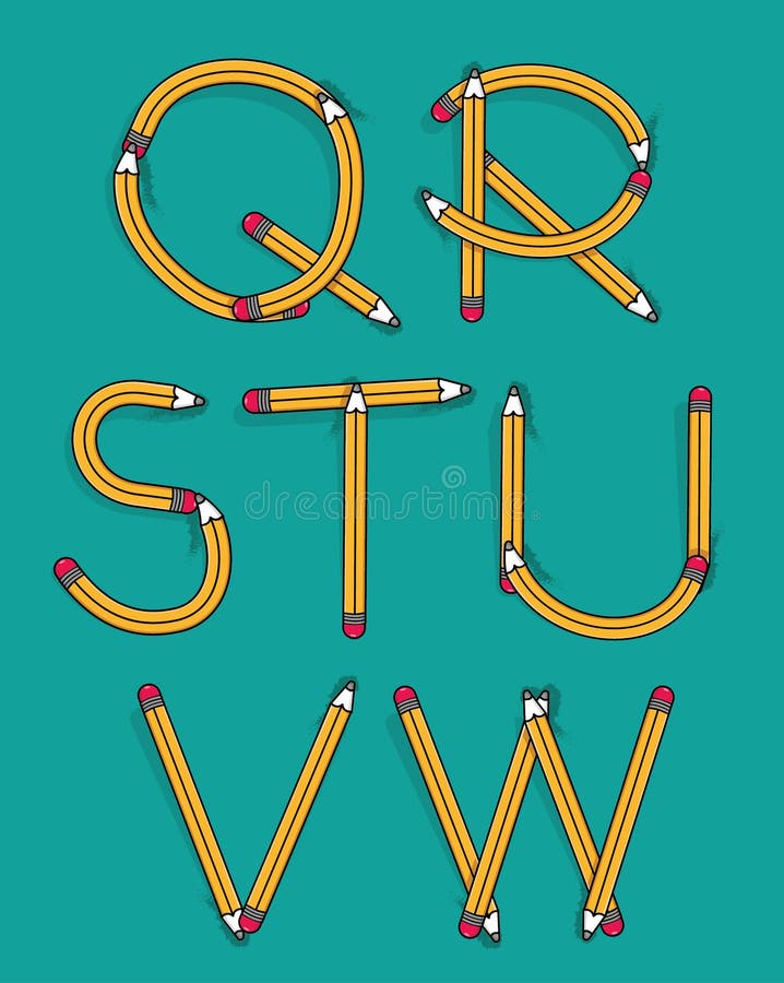 Pencil Letters Alphabet Vector Font Words Stock Vector - Illustration ...