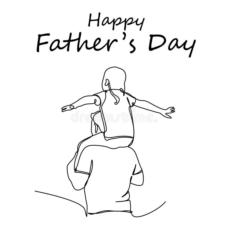 Happy Father S Day Line Art Stock Vector - Illustration of cartoon ...