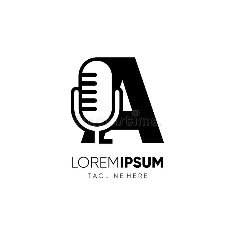 Letter a Microphone Podcast Logo Design Vector Icon Graphic Emblem ...