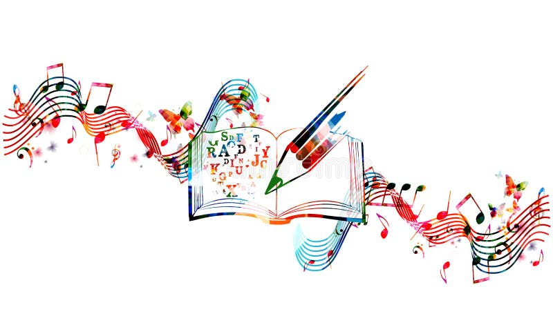 Colorful Music Writing Notebook with Musical Stave and Notes Isolated ...