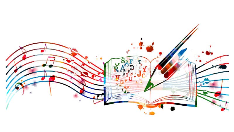 Colorful Music Writing Notebook with Musical Stave and Notes Isolated ...