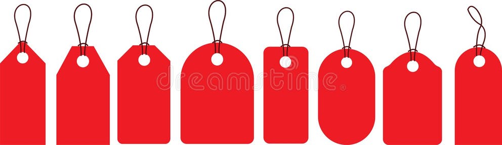 Set of Sale Tags and Labels. Price Tag Collection. Vector Hanging Red ...