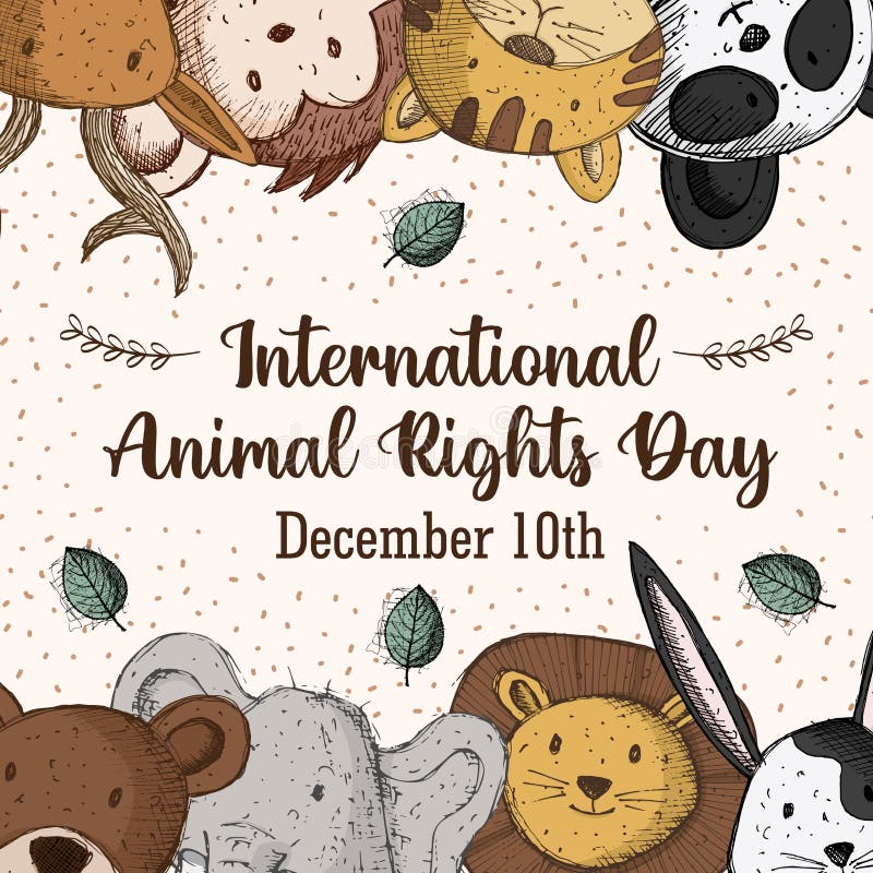Hand Drawing International Animal Rights Day Banner Stock Vector ...
