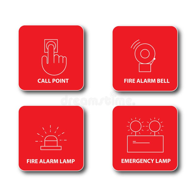 Sign Call Point, Fire Alarm Bell, Fire Alarm Lamp Stock Vector ...