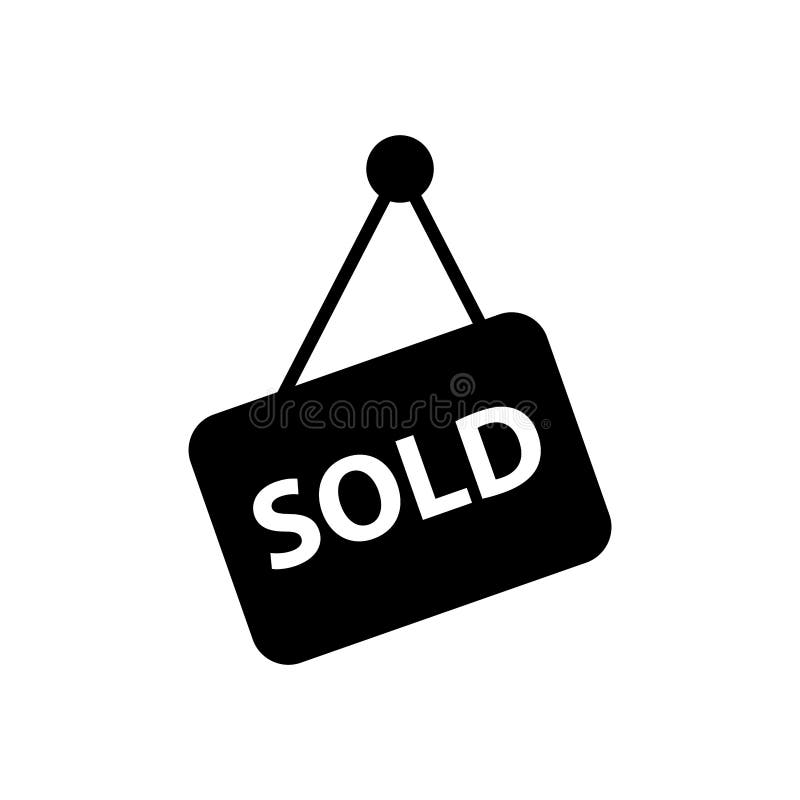 Flat Black Sold Hanging Sign Stock Vector - Illustration of design ...