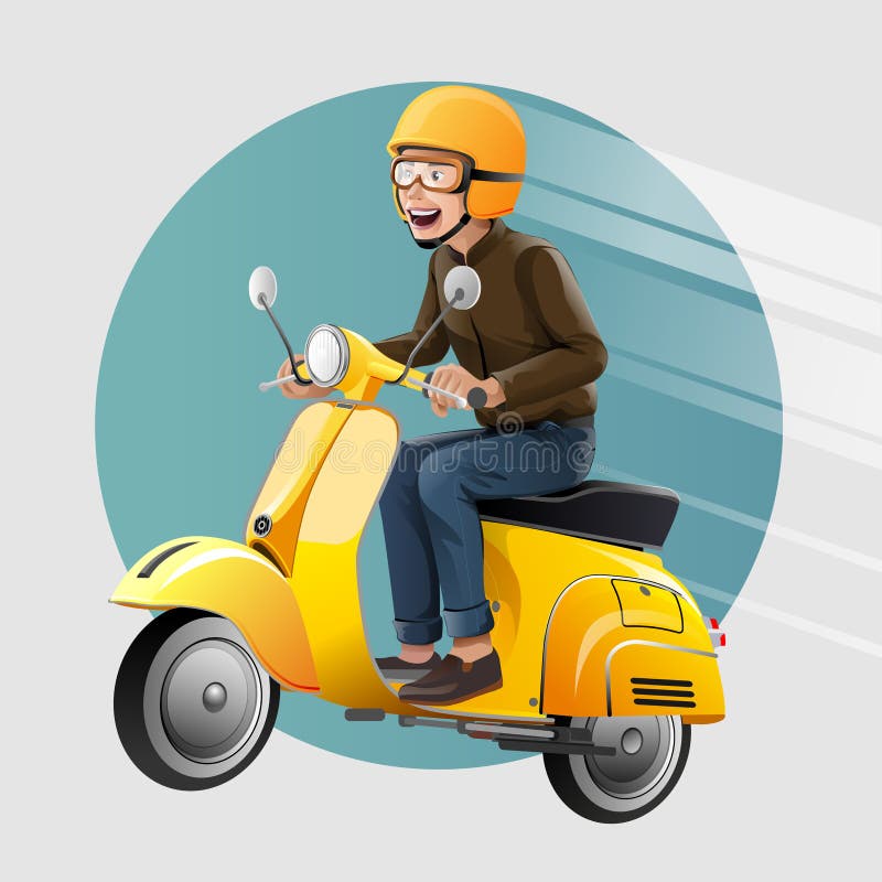 Yellow Scooter rider stock vector. Illustration of graphic - 261929241