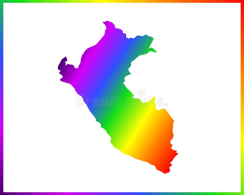 Rainbow Colored Gradient Map of Country Peru Isolated on White ...