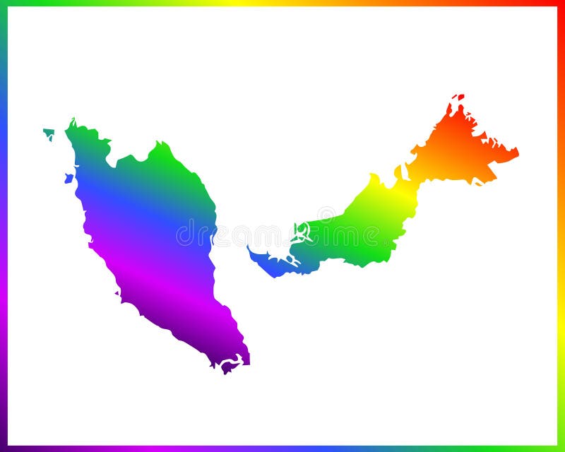 Rainbow Colored Gradient Map of Country Malaysia Isolated on White ...
