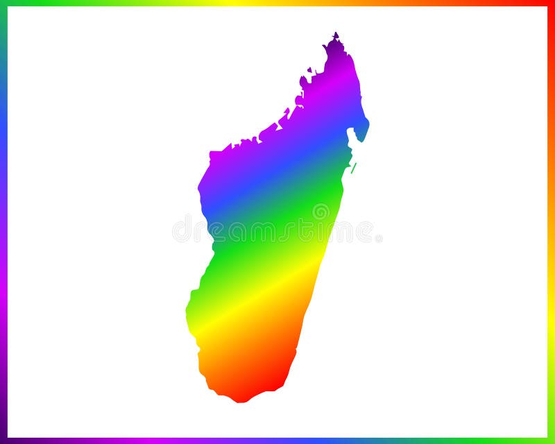 Rainbow Colored Gradient Map of Country Madagascar Isolated on White ...