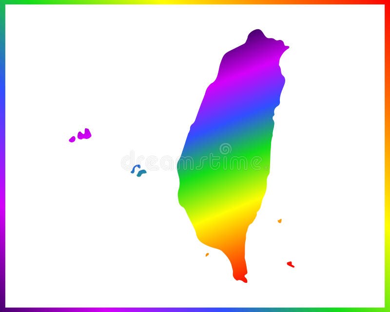 Rainbow Colored Gradient Map of Country Taiwan Isolated on White ...