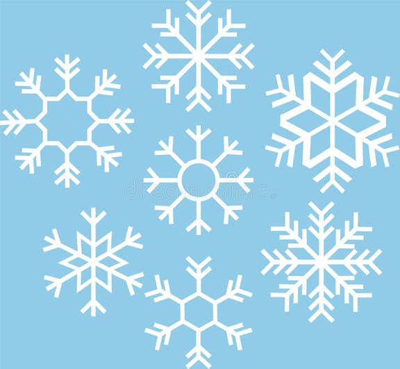 Set Snowflake Winter Vector Icons. Collection Snow Falling Symbol ...