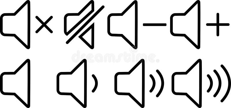 Group Speaker Volume Symbol Outline. Silhouette Volume Icons Set. Sound ...