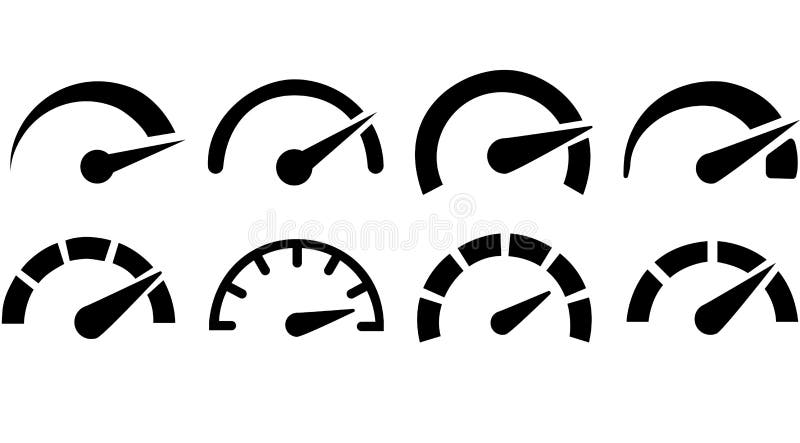 Set Speedometer, Group Tachometer Icon. Collection Speed Indicator Sign. Internet Speed Stock ...
