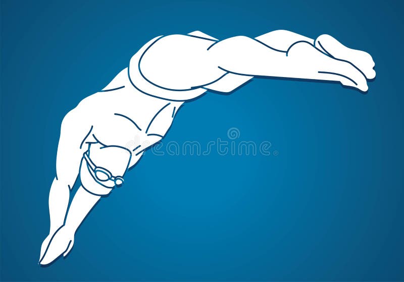 Swimming Sport a Male Swimmer Action Cartoon Silhouette Graphic Vector ...