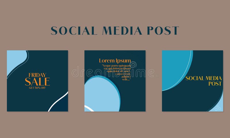 Bright and Dark Blue Color Social Media Post Set Template Stock Vector ...