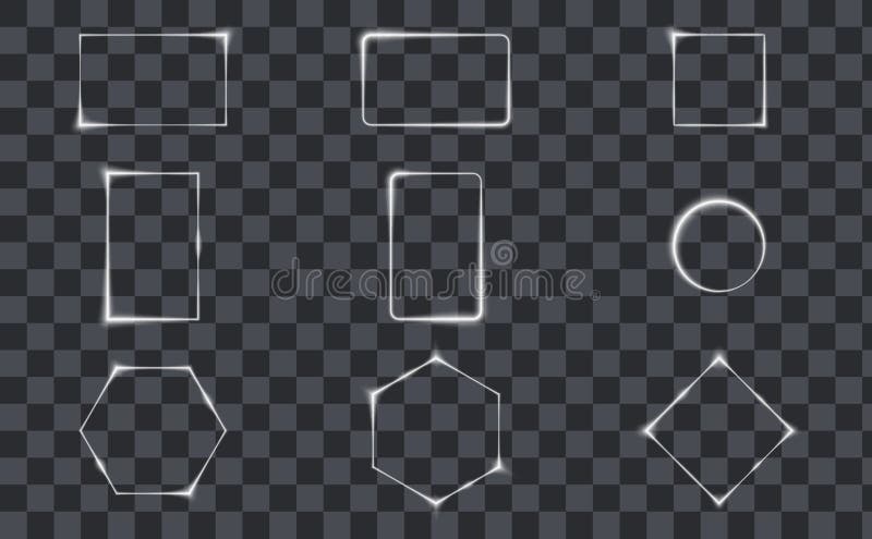 Geometry Collection of Futuristic Hud Light White Frame. in Rectangle ...