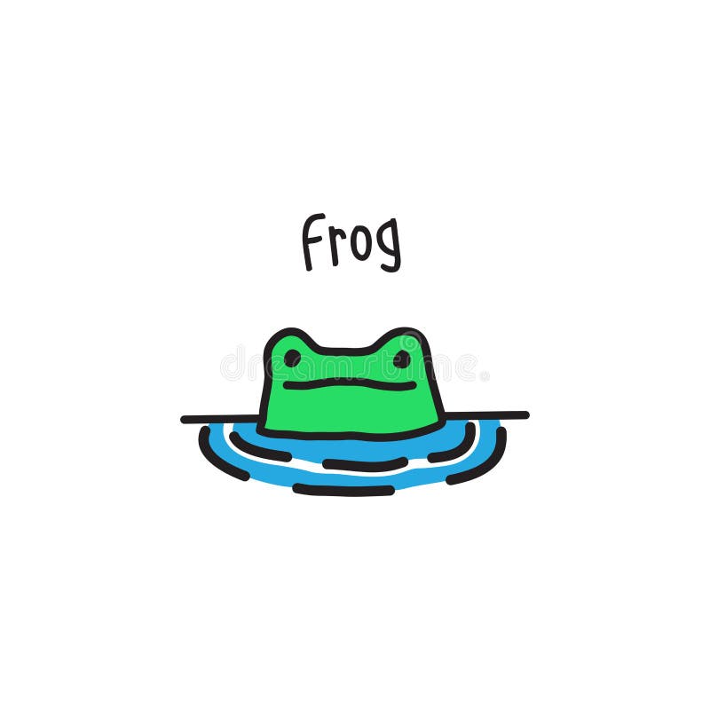 Cartoon Frog in a Puddle in a Pond. Vector Illustration Stock Vector ...