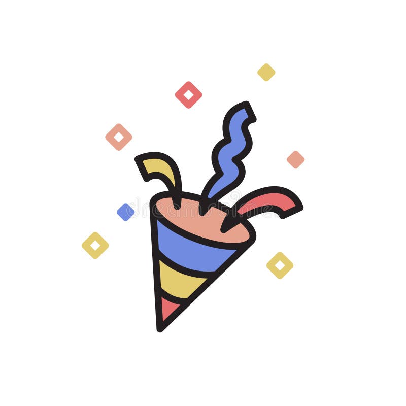 Confetti Popper Icon in Linear Style Colorful. Symbol, Logo Vector ...