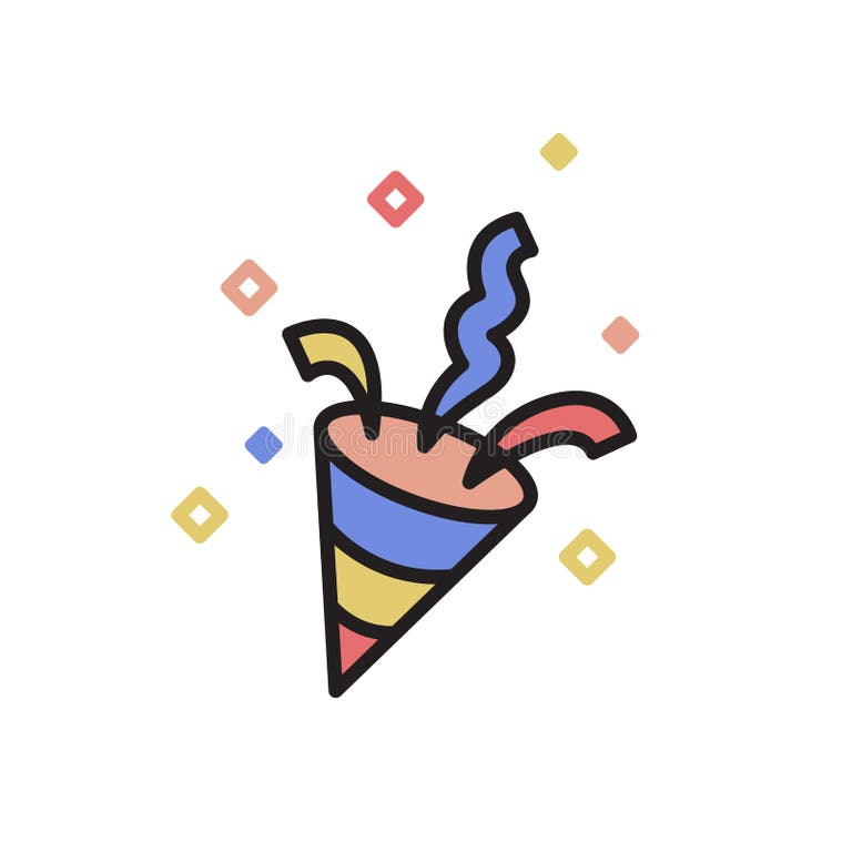 Confetti Popper Icon in Linear Style Colorful. Symbol, Logo Vector ...