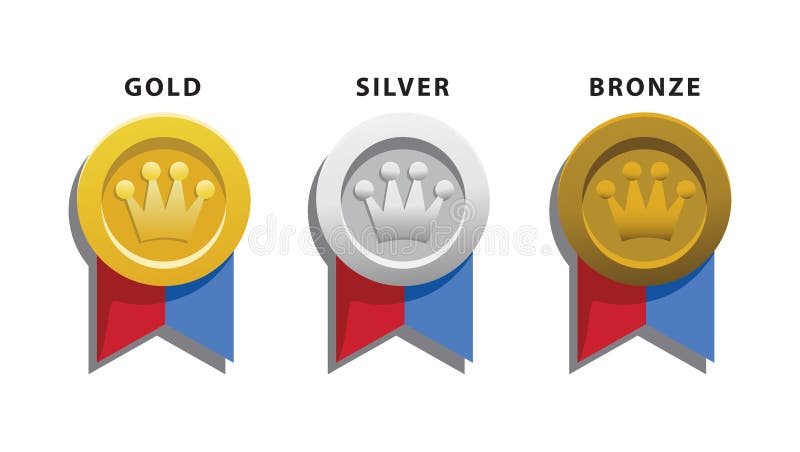 Award Medal Vector Icon. Gold, Silver and Bronze Medals. Award Winner ...