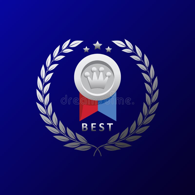 Silver Medal Icon with Red and Blue Ribbon. Second Place Winner Medal ...