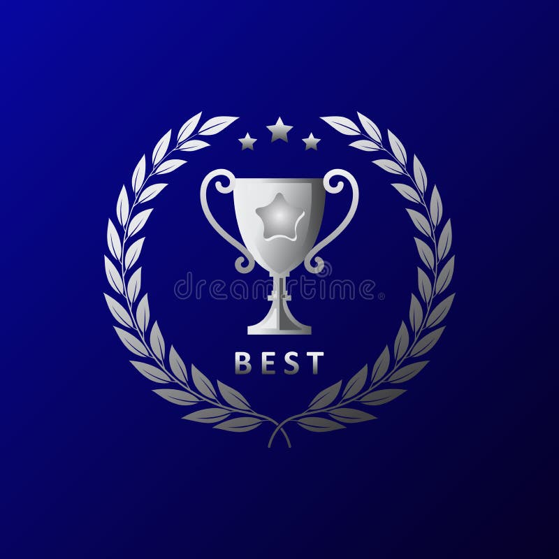 Winner Trophy Silhouette Icon with Laurel Wreath Set, Vector ...