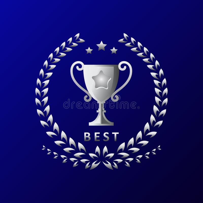 Silver Trophy Icon with Silver Laurel Wreath, Vector Illustration ...