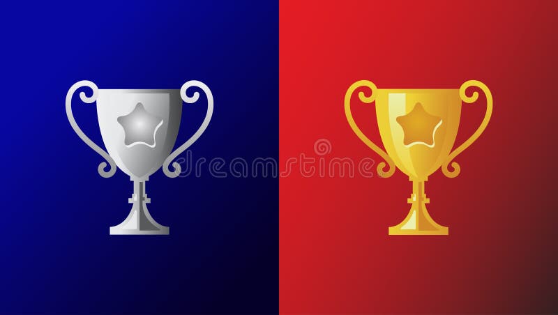 Gold and Silver Trophy Icon. Vector Trophy with Gradient Color Stock ...