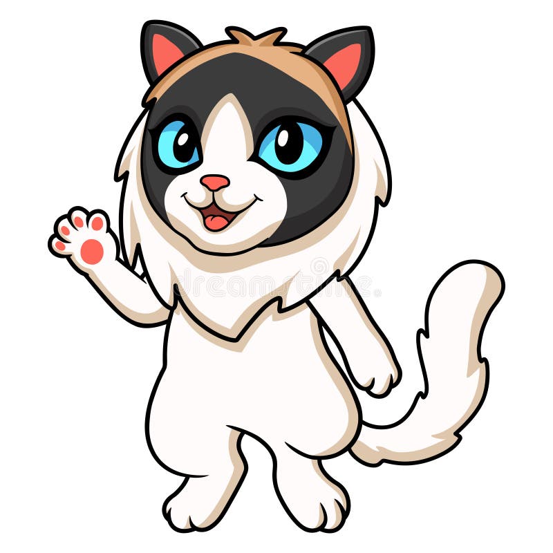 Cute Rag Doll Cat Cartoon Waving Hand Stock Vector - Illustration of ...
