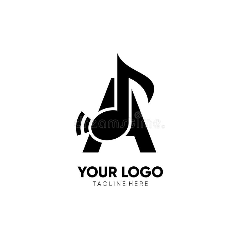 Initial a Music Note Logo Design Icon Vector Graphic Illustration Stock ...