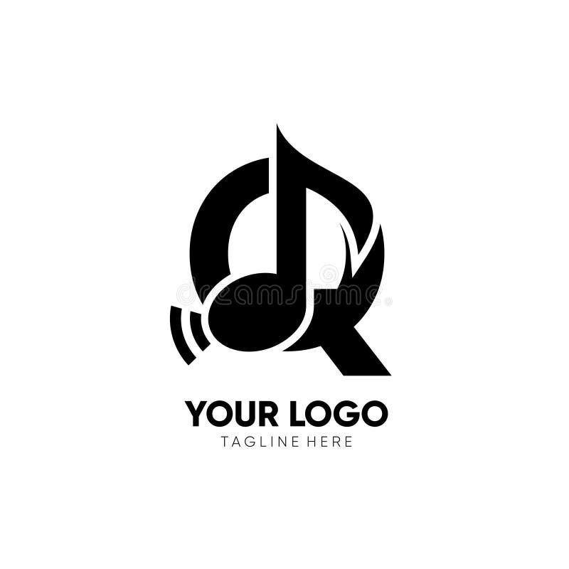 Initial Q Music Note Logo Design Icon Vector Graphic Illustration Stock ...